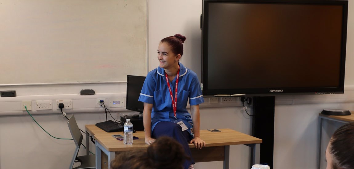 Former Access student inspires aspiring midwives - News - Bury College